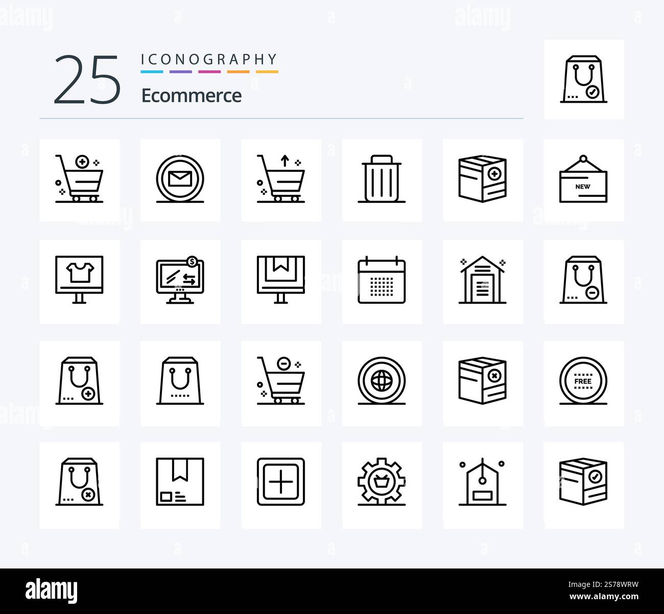 Ecommerce 25 Line Icon Pack Including Add Remove Cart Recycle