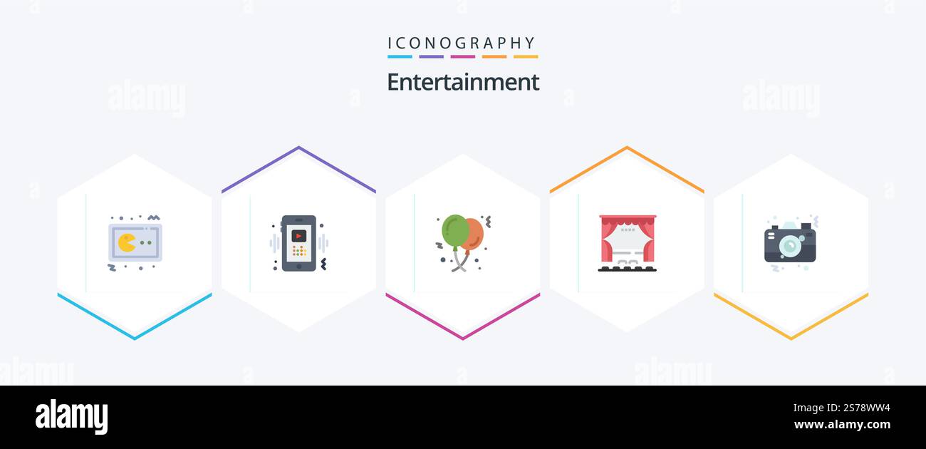 Entertainment 25 Flat icon pack including stage. curtain. player ...