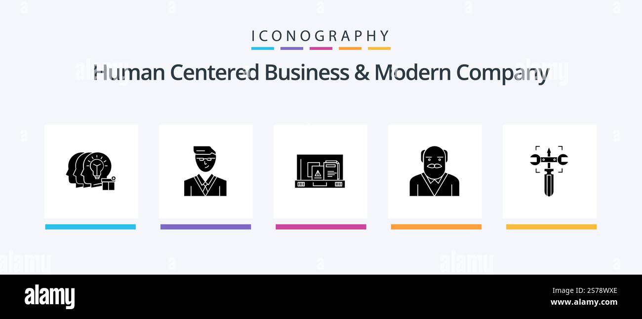 Human Centered Business And Modern Company Glyph 5 Icon Pack Including ...