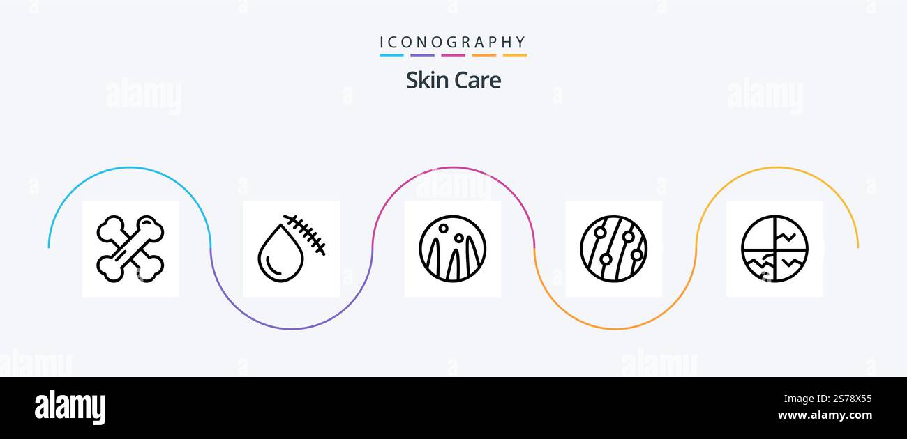 Skin Line 5 Icon Pack Including dry skin. scalp disease. wound. scalp ...