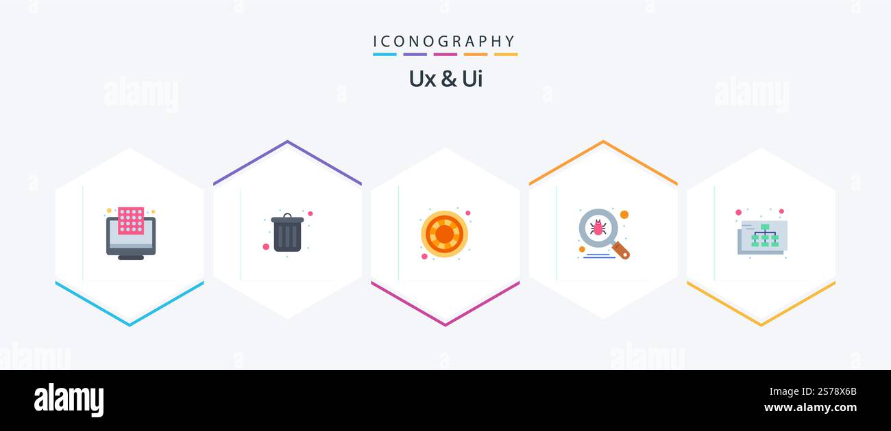 Ux And Ui 25 Flat icon pack including site map. map. color. virus. scan ...