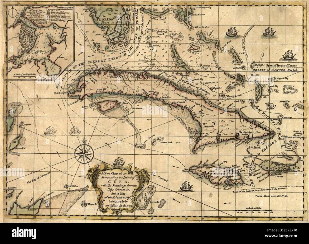 A new chart of the seas surrounding the island of Cuba with the ...