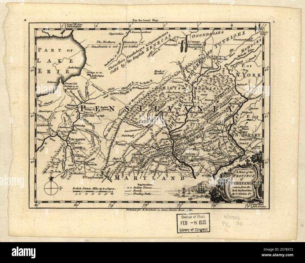 A map of the province of Pensilvania 1756 by Kitchin Thomas, Baldwin ...
