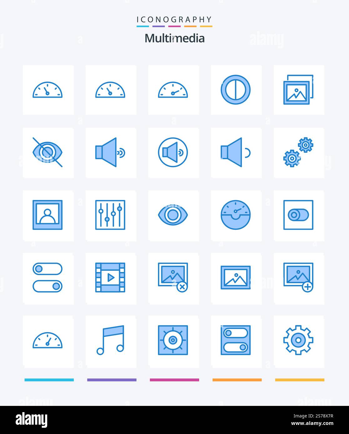 Creative Multimedia 25 Blue icon pack Such As controls. speaker. album ...