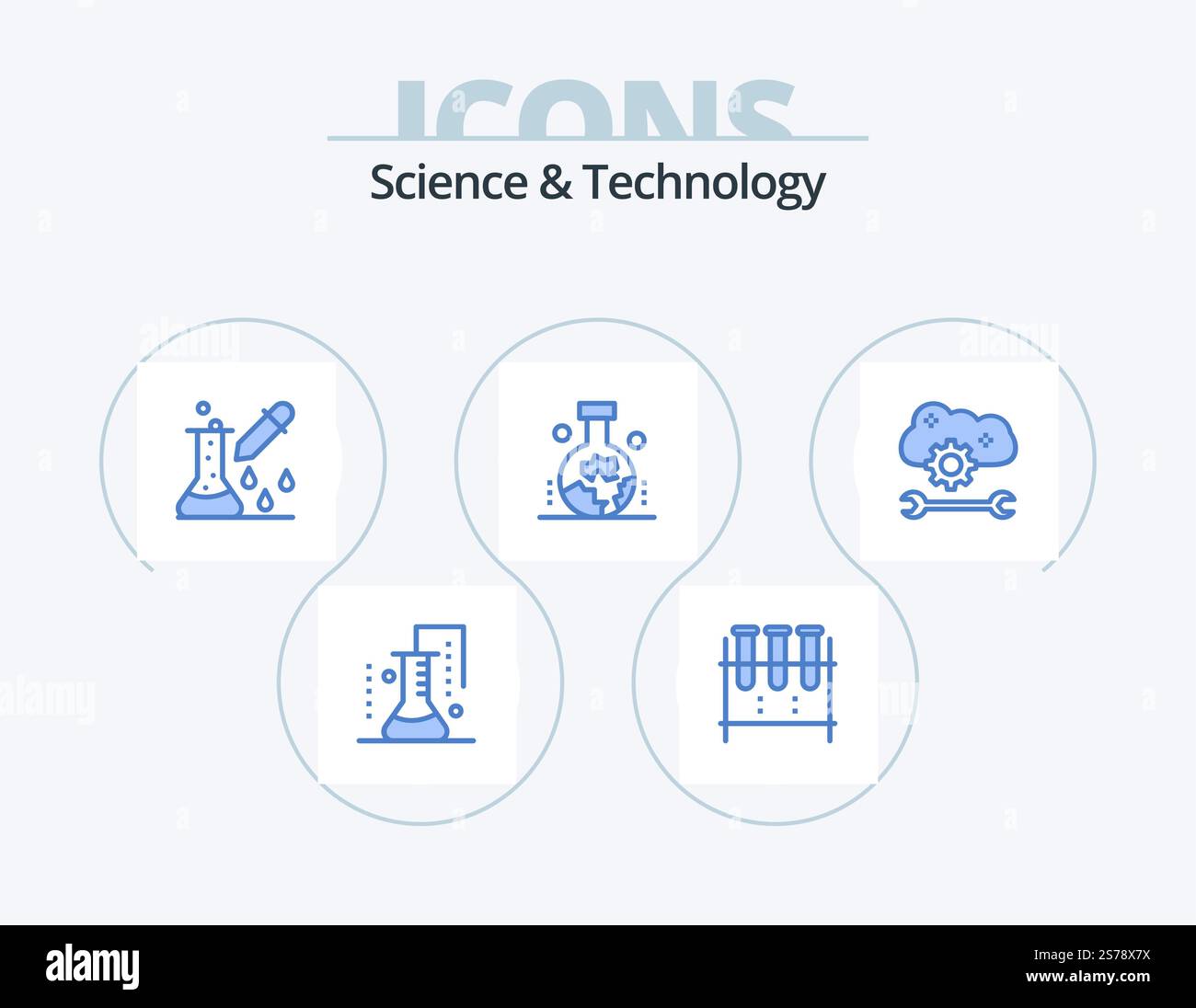 Science And Technology Blue Icon Pack 5 Icon Design. scientific study ...
