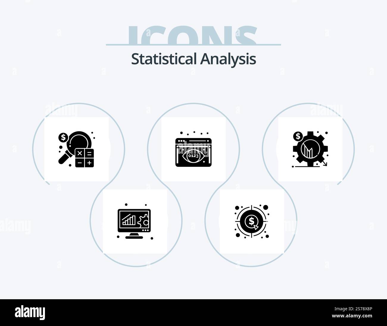 Statistical Analysis Glyph Icon Pack 5 Icon Design. analysis. data analysis. money. analytics ...
