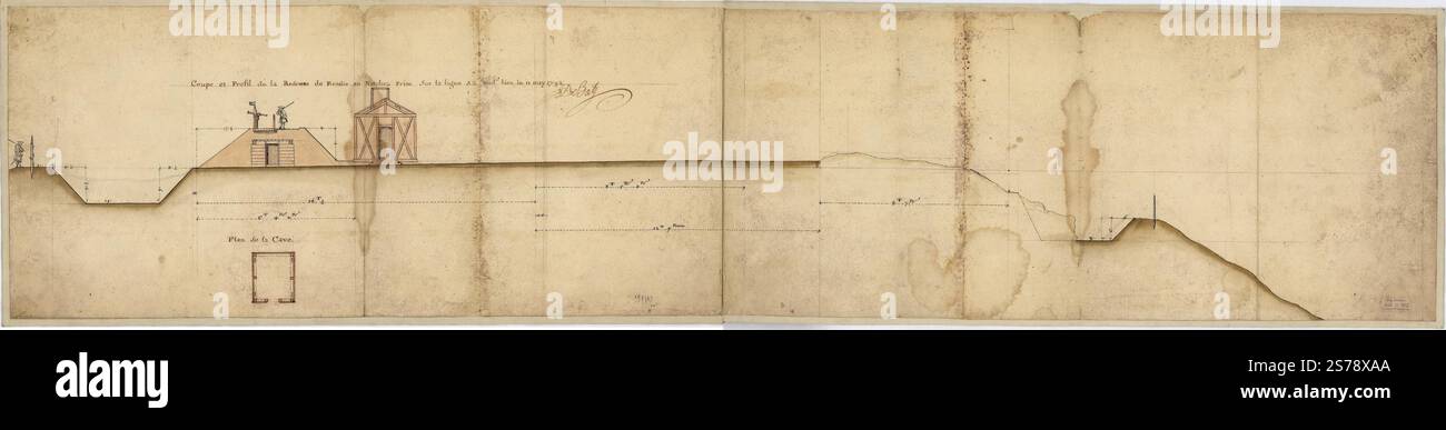 Coupe et profil de la redoute de Rosalie au Natchez prise sur la ligne ...