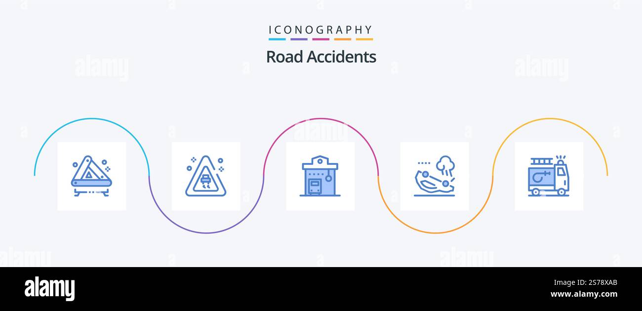 Road Accidents Blue 5 Icon Pack Including clipart. flipped. bus station ...