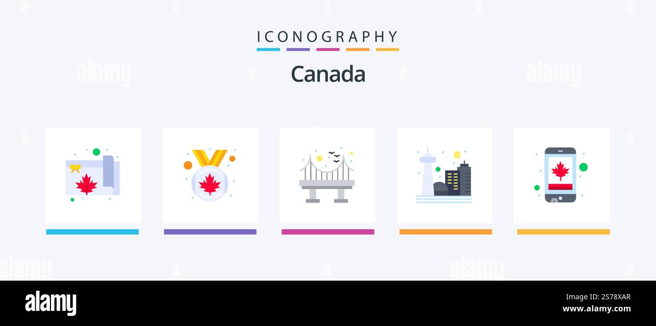 Canada Flat 5 Icon Pack Including cell. toronto. architecture. landmark ...