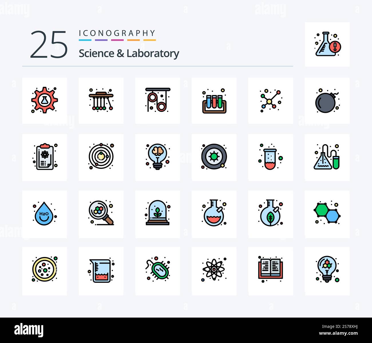 Science 25 Line Filled icon pack including science. atom. physics. test ...
