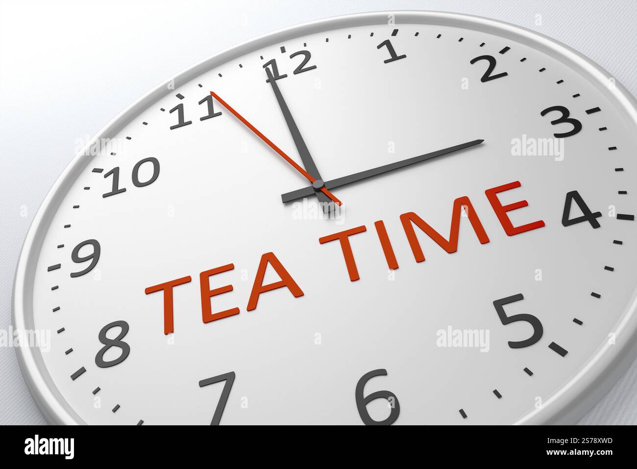 An image of a nice clock with the words tea time Stock Photo - Alamy