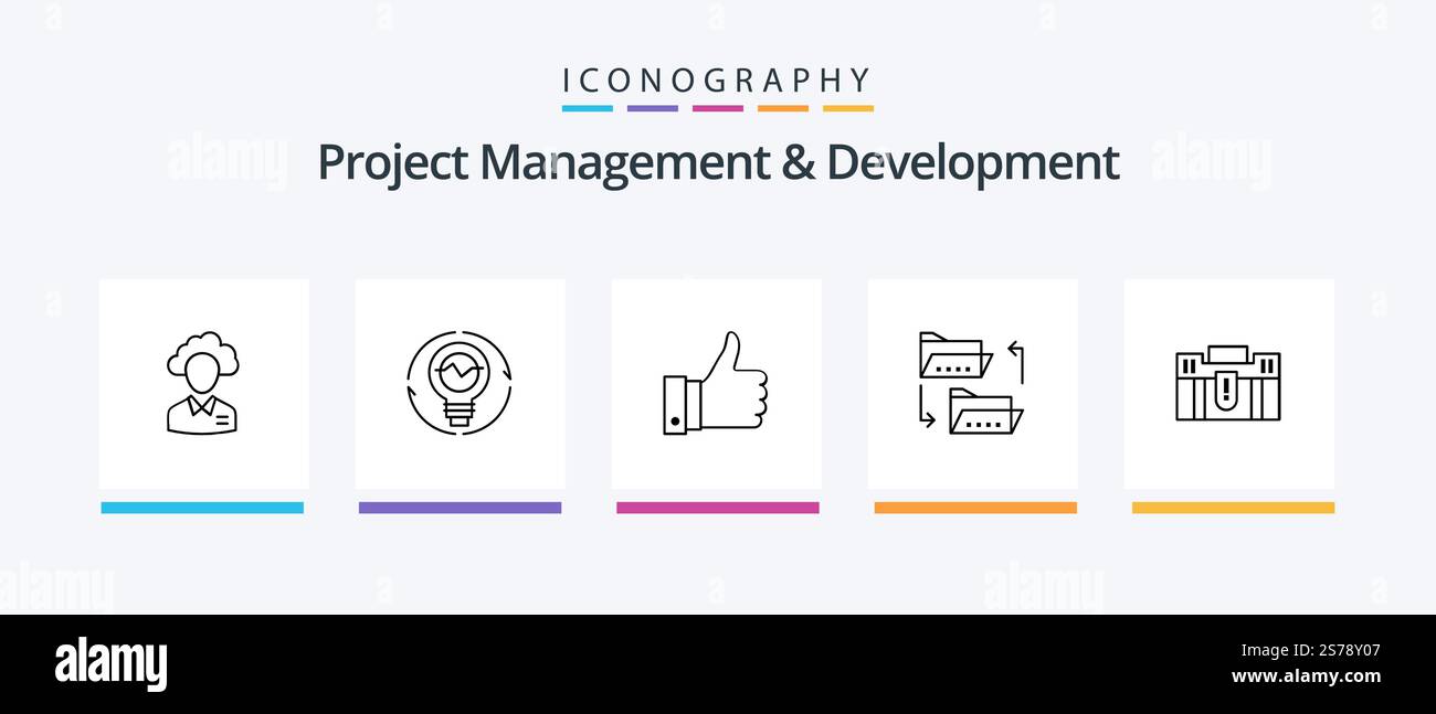 Project Management And Development Line 5 Icon Pack Including mail. chat. spreadsheet. report ...