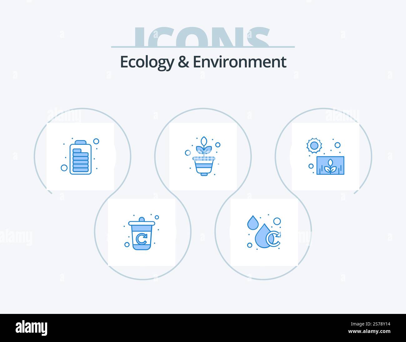 Ecology And Environment Blue Icon Pack 5 Icon Design. growth. growth ...