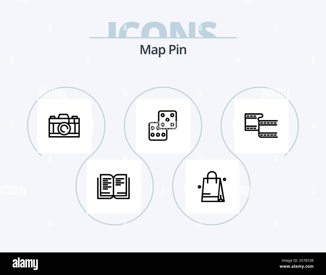 Map Pin Line Icon Pack 5 Icon Design. . paris. beer. drink. tower Stock ...