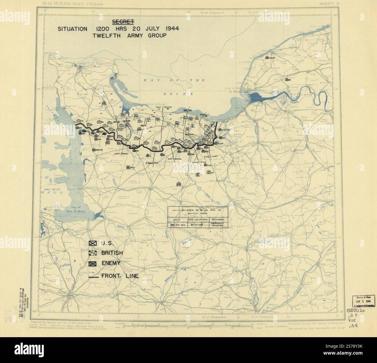 [July 20, 1944], HQ Twelfth Army Group situation map. 1944 by Allied ...