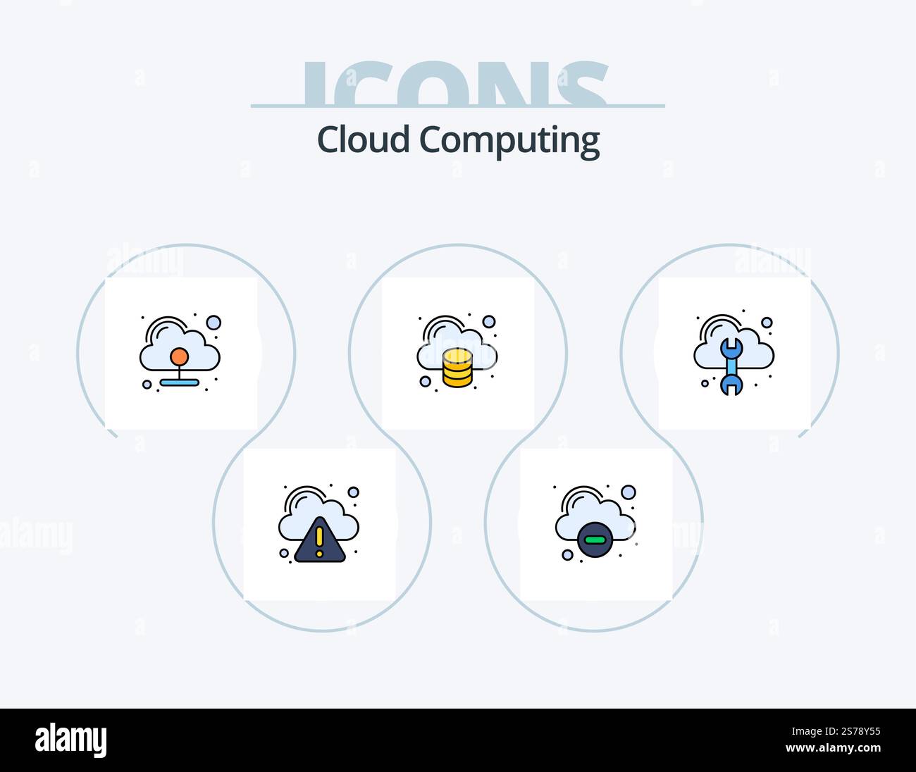 Cloud Computing Line Filled Icon Pack 5 Icon Design. error. android ...
