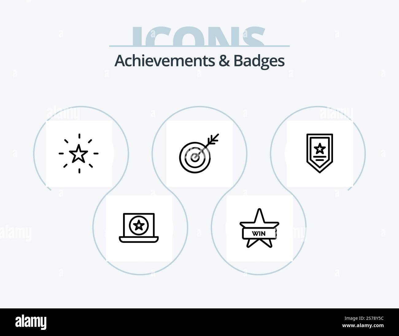 Achievements and Badges Line Icon Pack 5 Icon Design. football ...