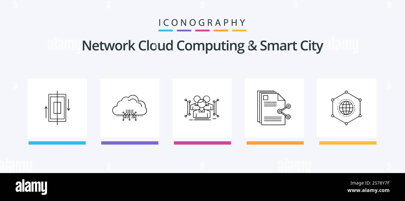 Network Cloud Computing And Smart City Line 5 Icon Pack Including anthropometry. secure ...