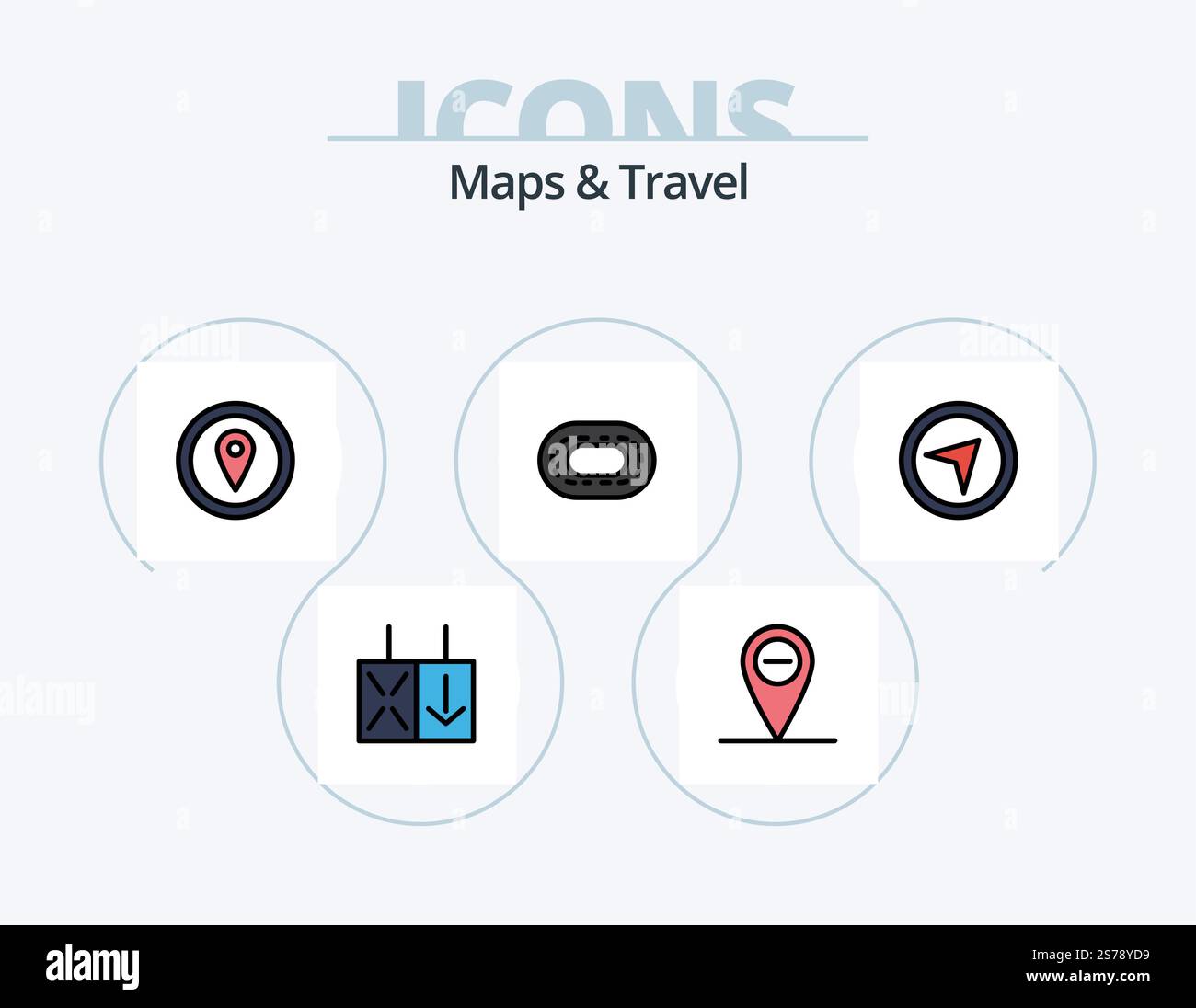 Maps and Travel Line Filled Icon Pack 5 Icon Design. . . location. star. geo Stock Vector Image ...