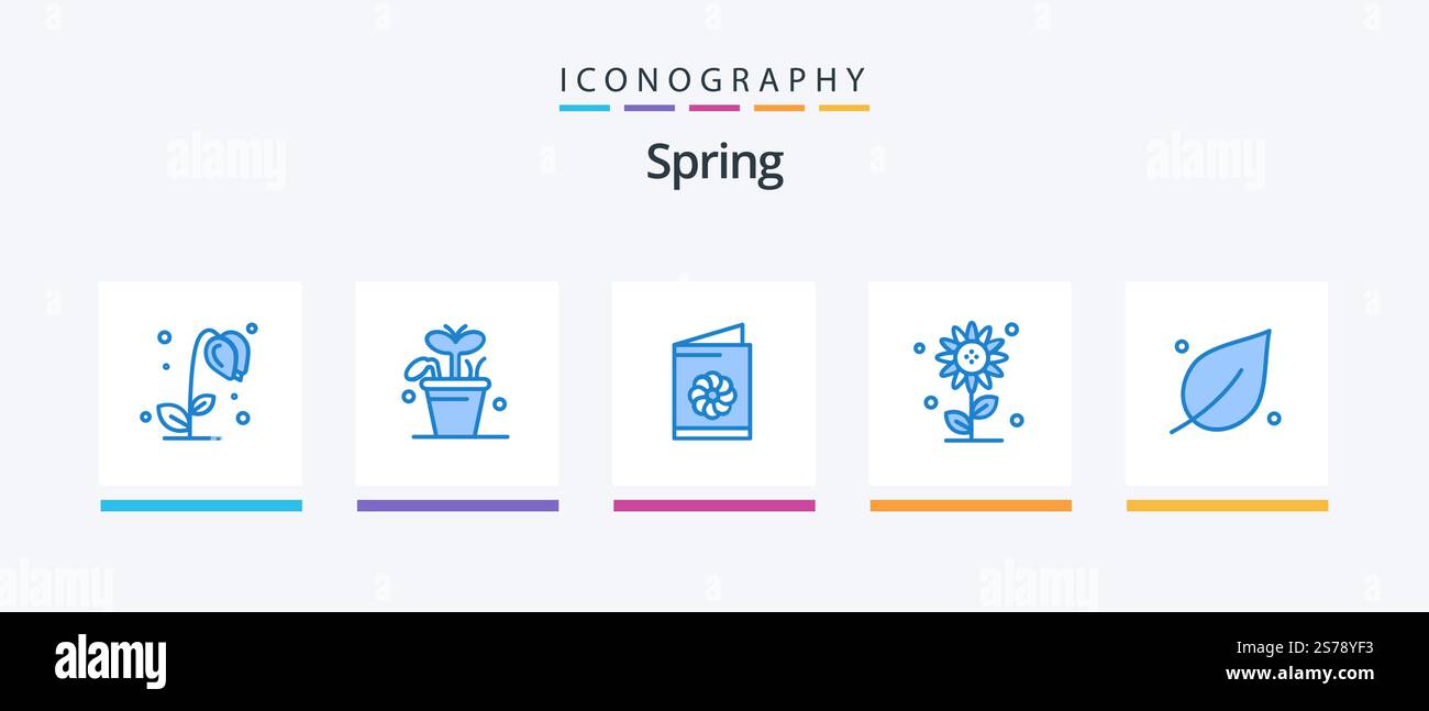 Spring Blue 5 Icon Pack Including leaf. spring. business card. nature ...
