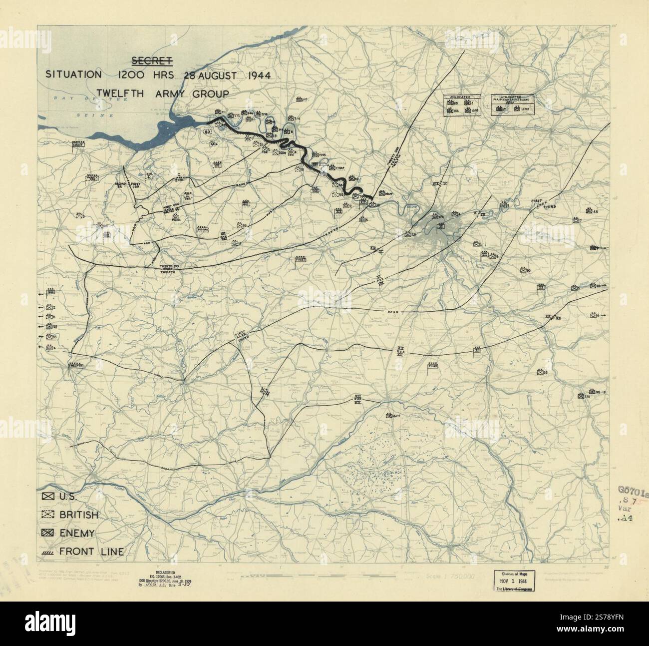 [August 28, 1944], HQ Twelfth Army Group situation map. 1944 by Allied ...