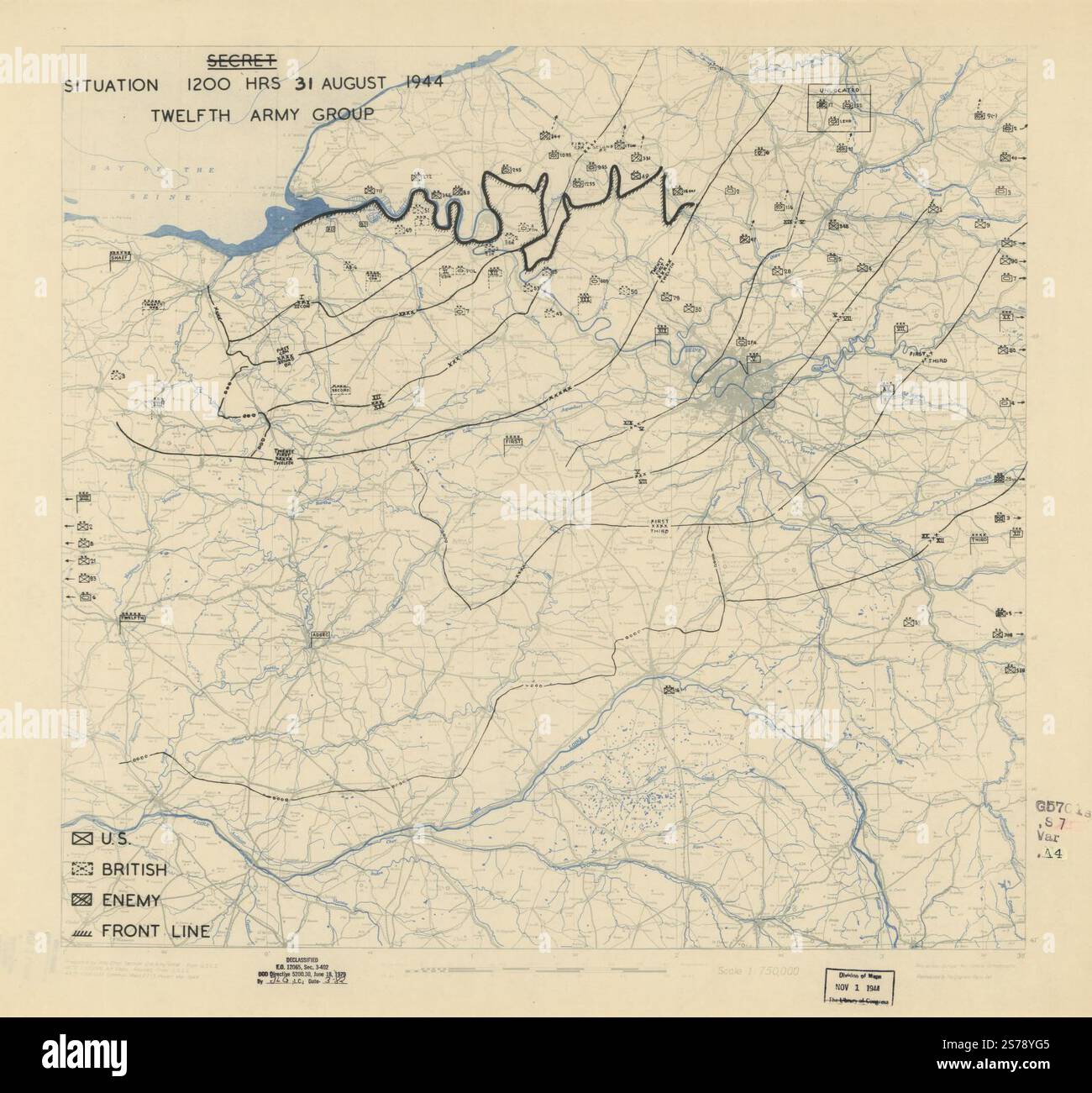 [August 31, 1944], HQ Twelfth Army Group situation map. 1944 by Allied ...