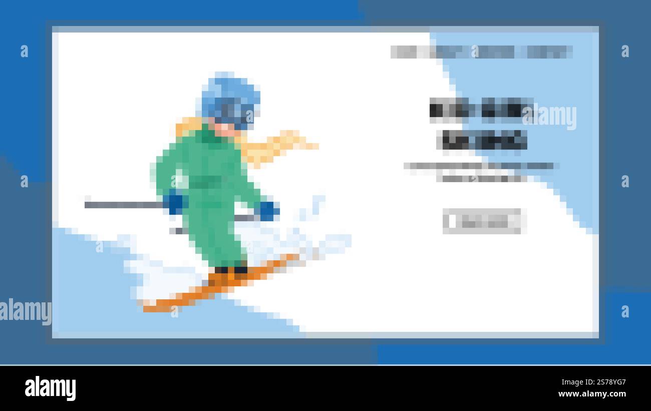 kid girl skiing vector. fun winter, cold snow, girl mountain, vacation ...