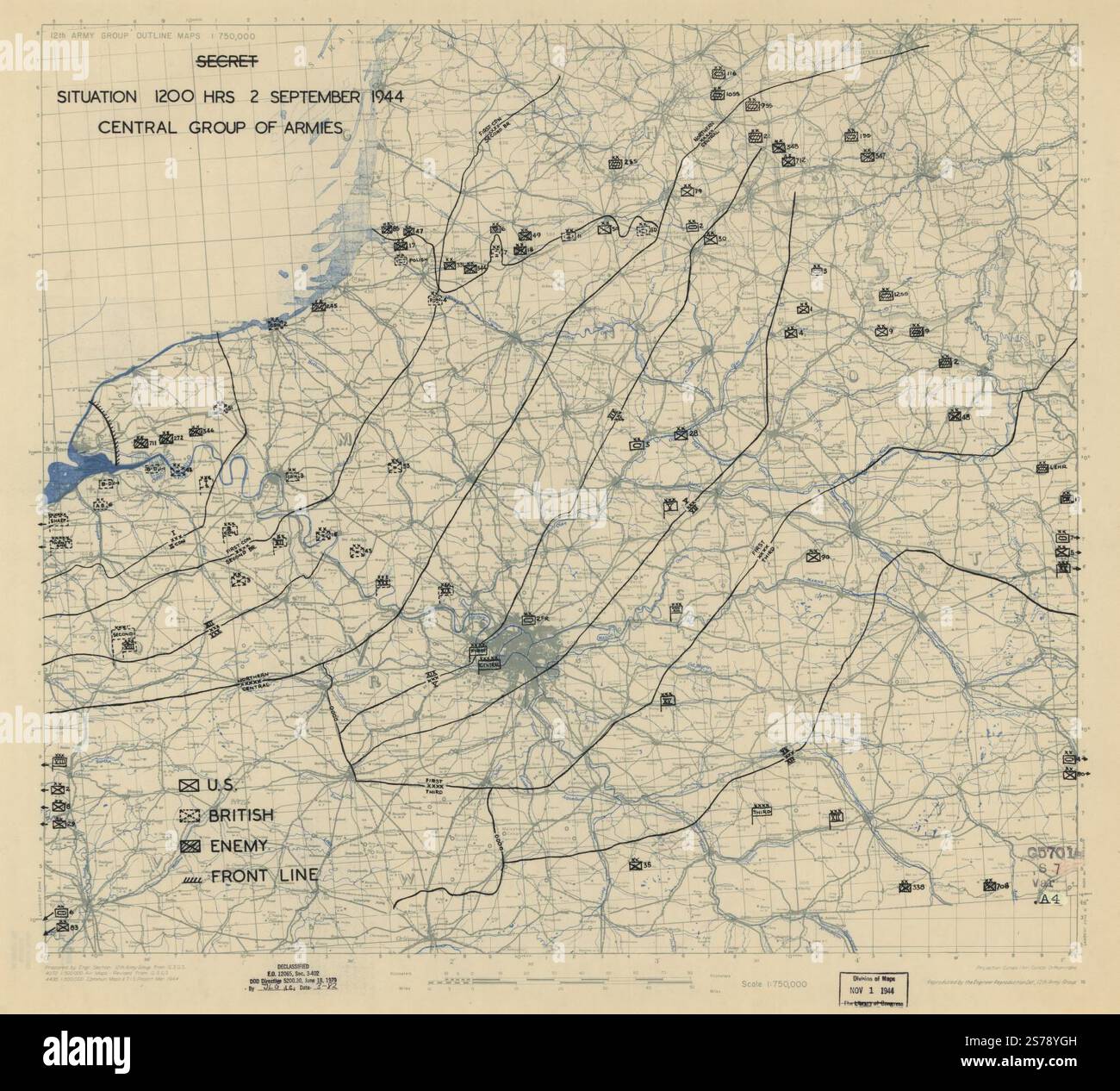 [September 2, 1944], HQ Twelfth Army Group situation map. 1944 by ...