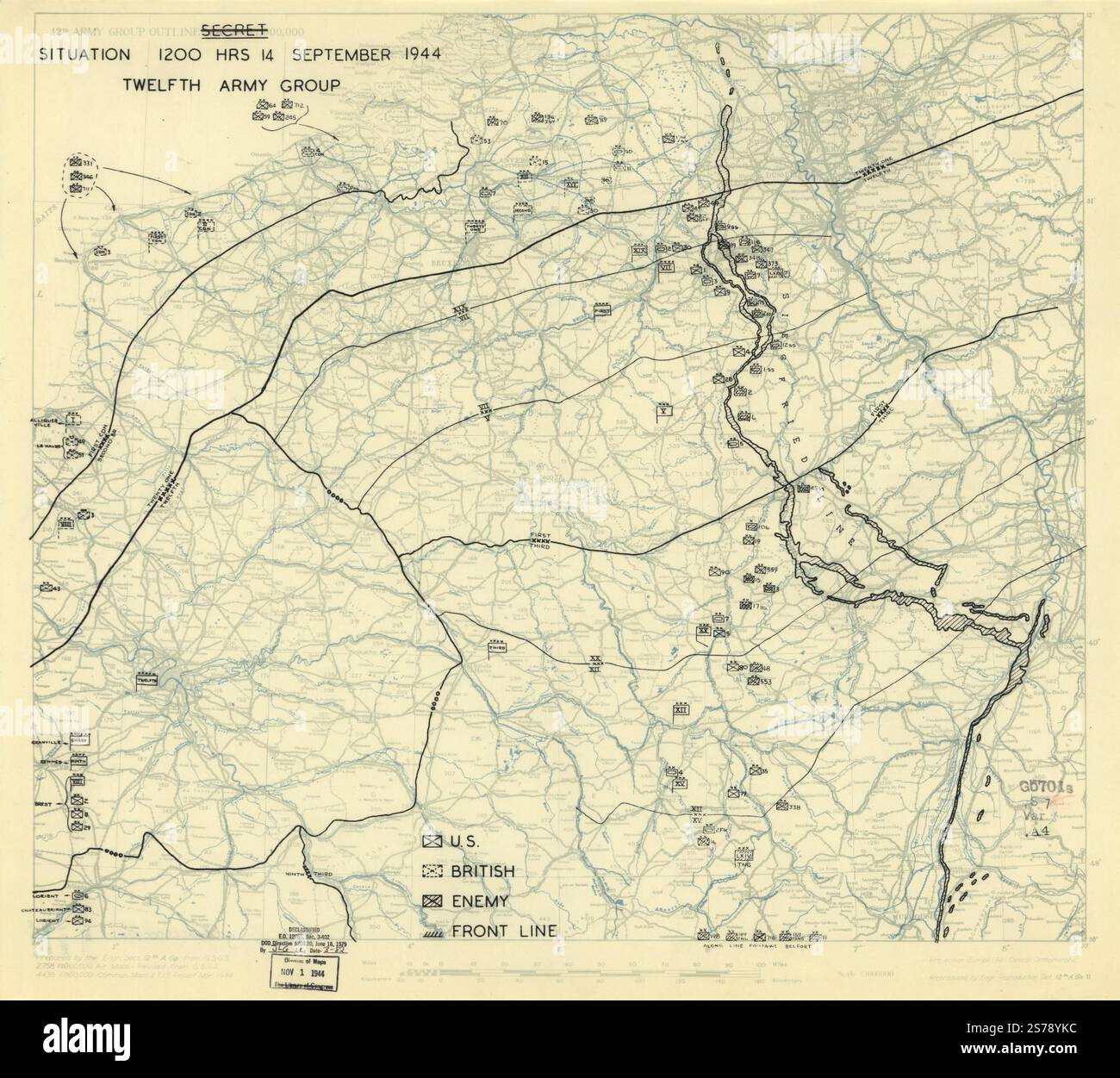 [September 14, 1944], HQ Twelfth Army Group situation map. 1944 by ...