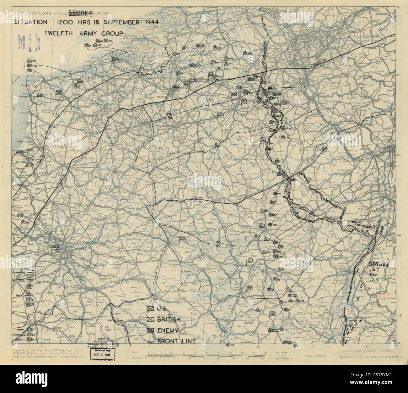[September 15, 1944], HQ Twelfth Army Group situation map. 1944 by ...