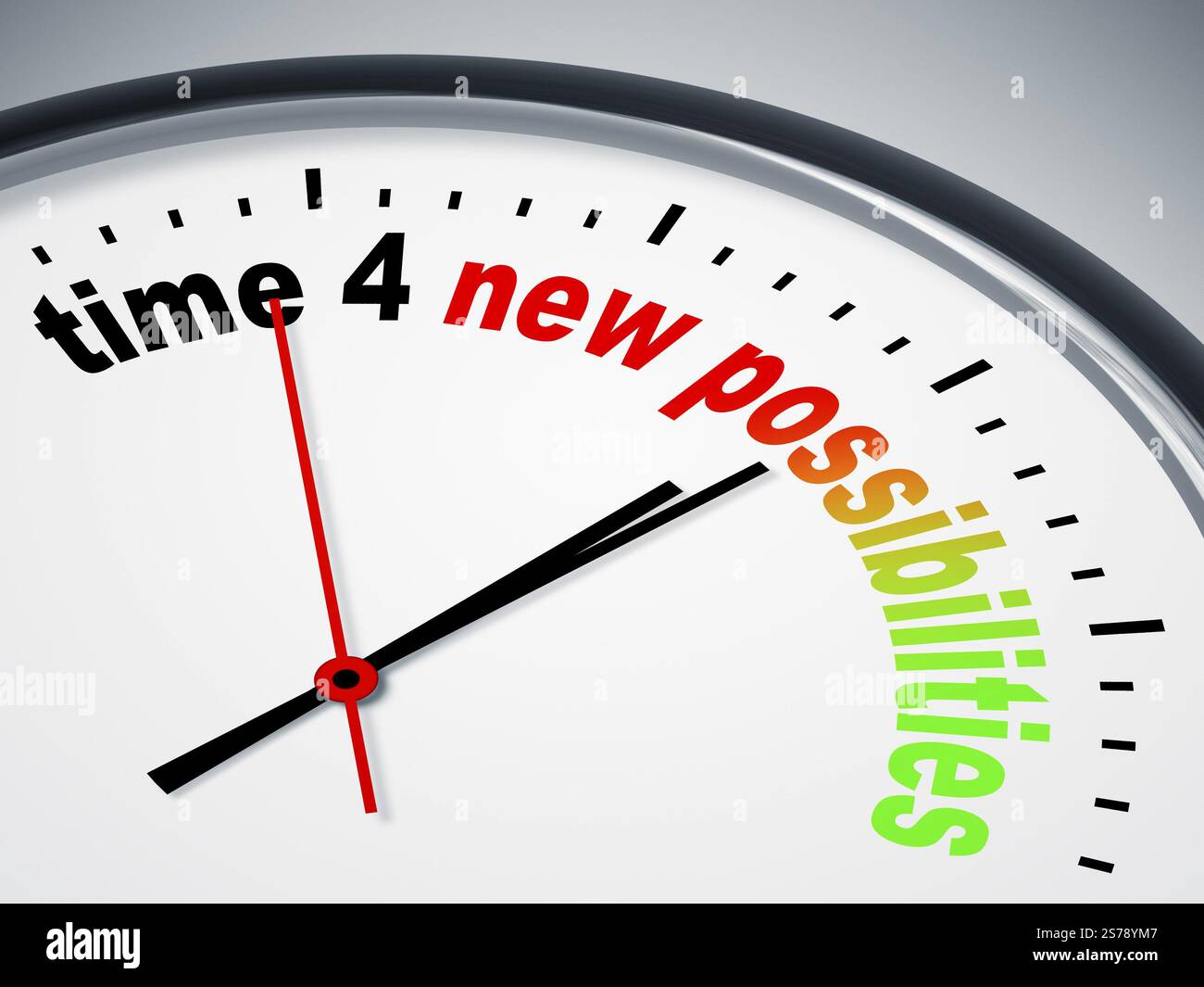 An image of a nice clock with time 4 new possibilities Stock Photo - Alamy