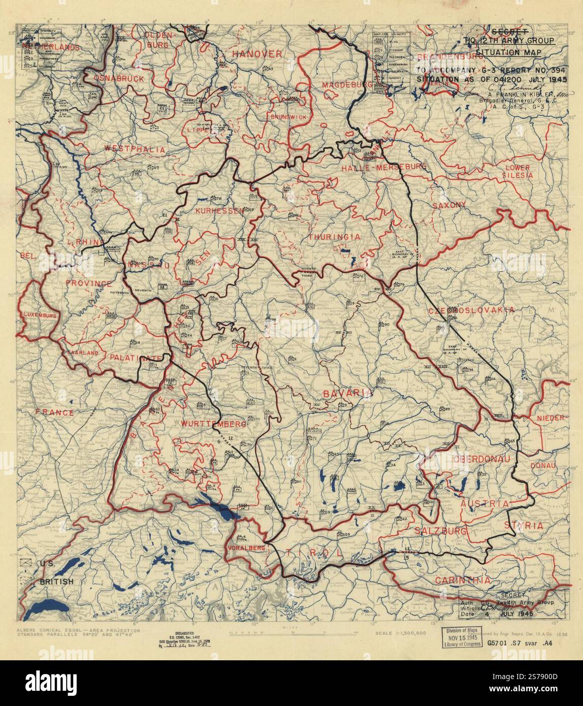 [July 4, 1945], HQ Twelfth Army Group situation map. 1945 by Allied ...