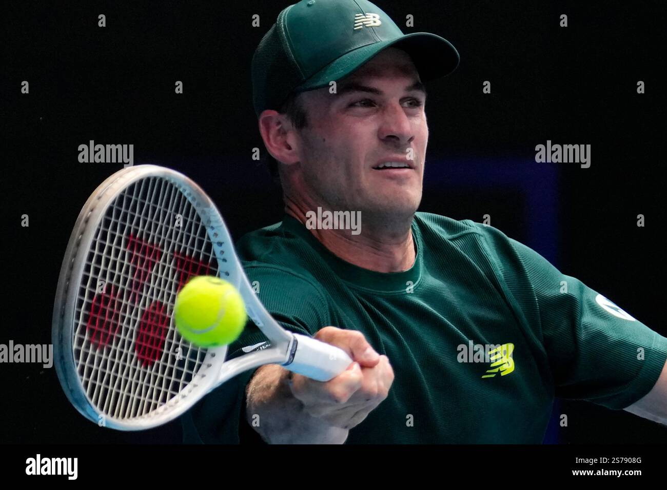 Tommy Paul of the U.S. returns a shot from Alejandro Davidovich Fokina ...