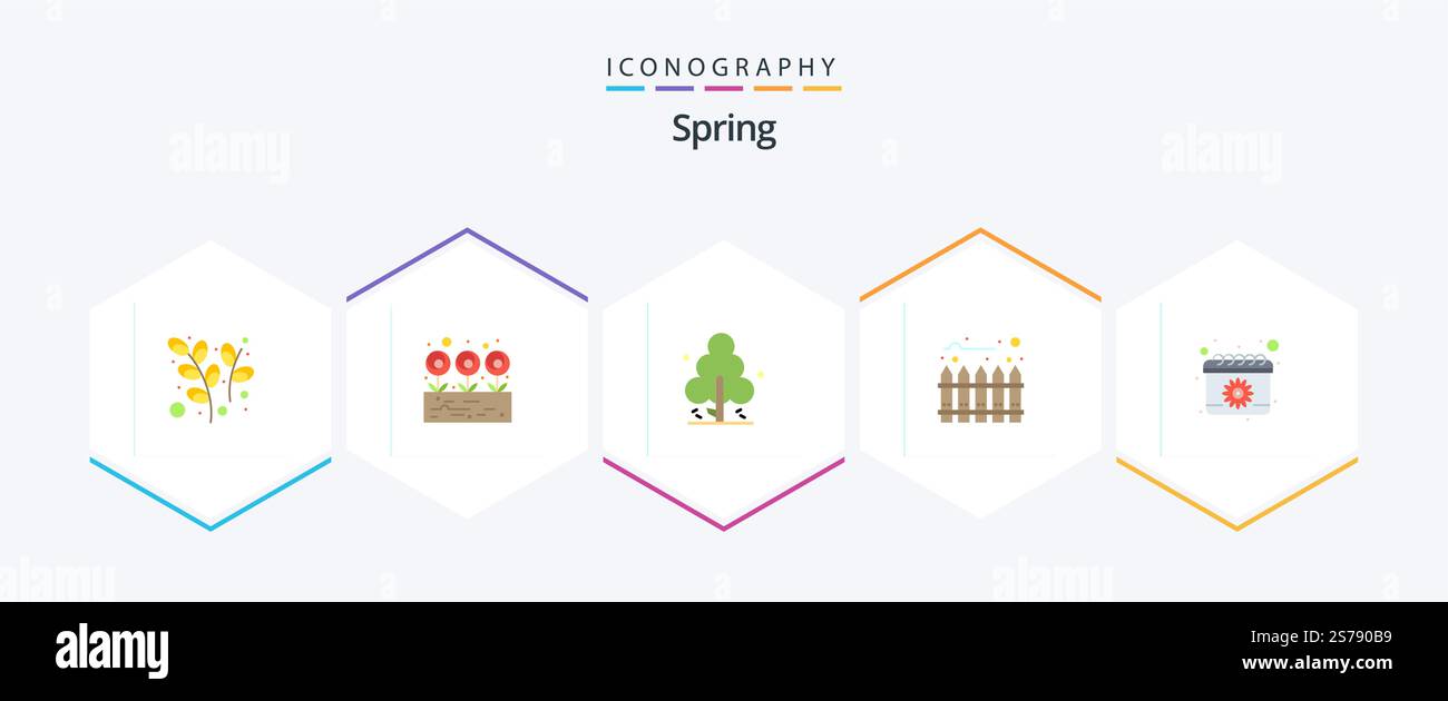 Spring 25 Flat icon pack including spring. calendar. nature. palisade ...
