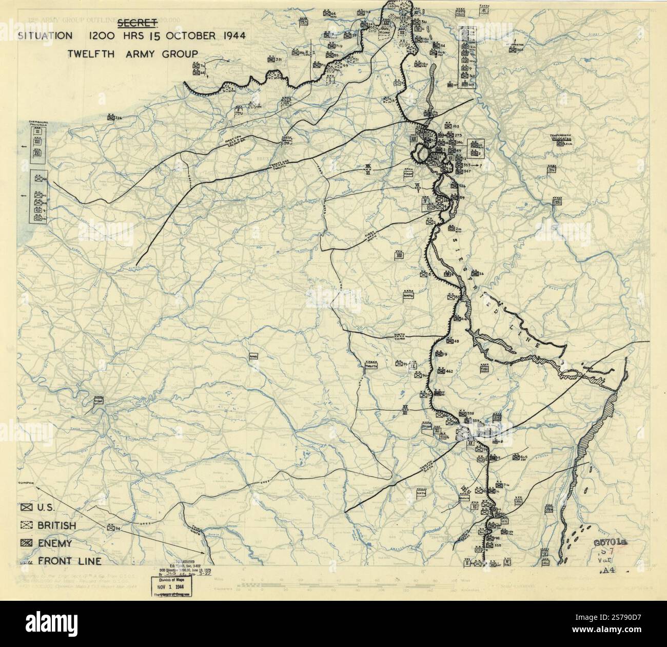 [October 15, 1944], HQ Twelfth Army Group situation map. 1944 by Allied ...