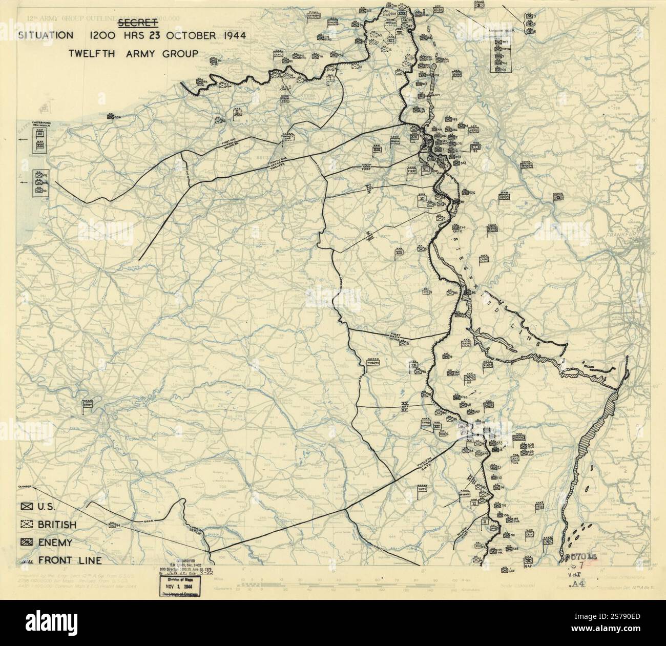 [October 23, 1944], HQ Twelfth Army Group situation map. 1944 by Allied ...