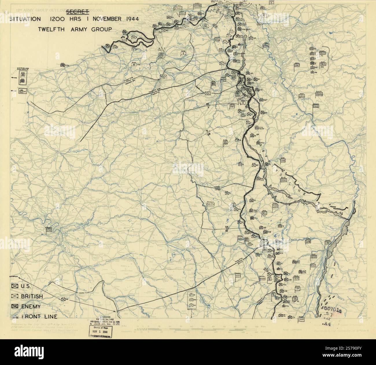 [November 1, 1944], HQ Twelfth Army Group situation map. 1944 by Allied ...