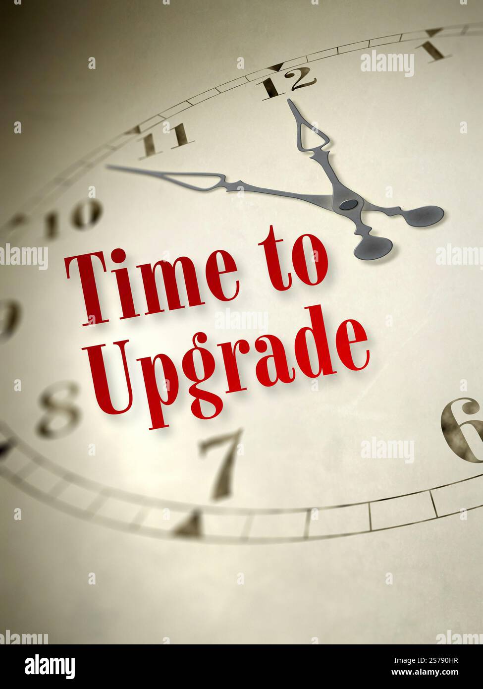 An illustration of a vintage clock with the words time to upgrade Stock ...
