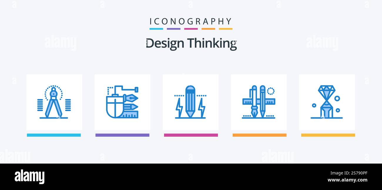 Design Thinking Blue 5 Icon Pack Including pencil. stationary. pencil ...