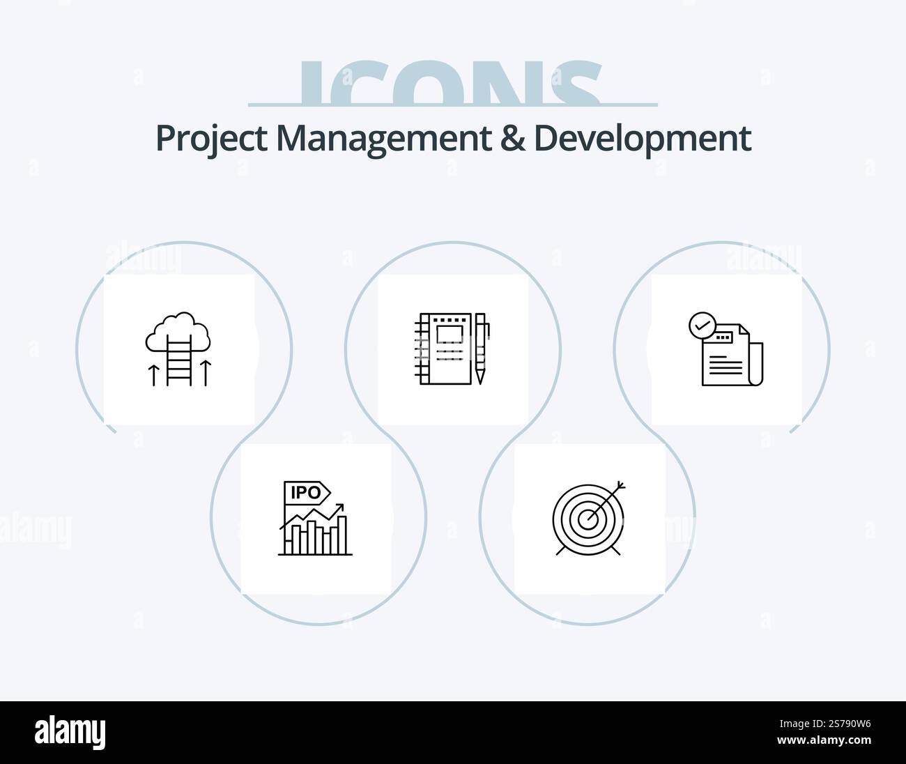 Project Management And Development Line Icon Pack 5 Icon Design. feature. check. items. judge ...