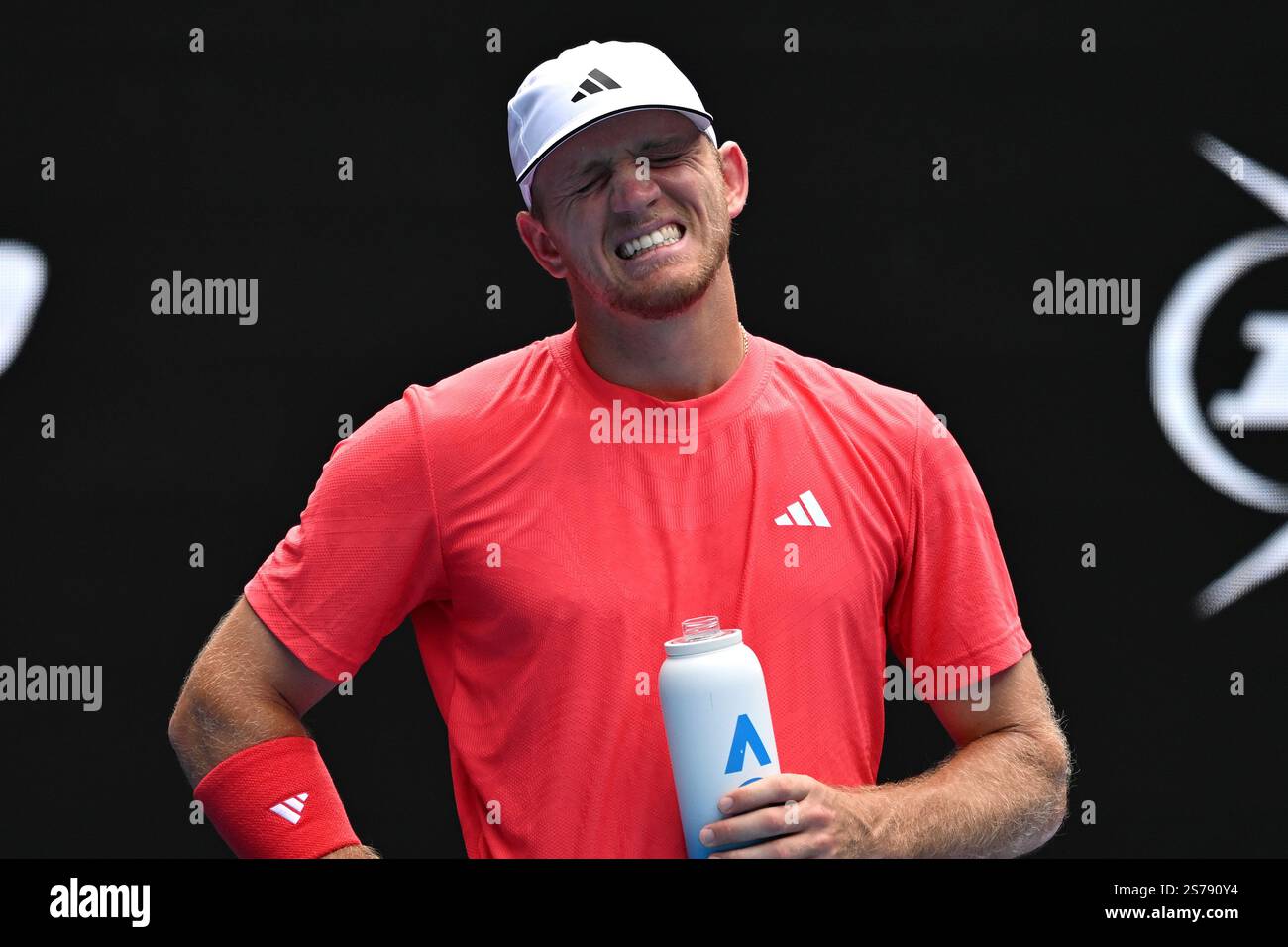 Melbourne, Australia. 19th Jan, 2025. Alejandro Davidovich Fokina of Spain reacts during his ...