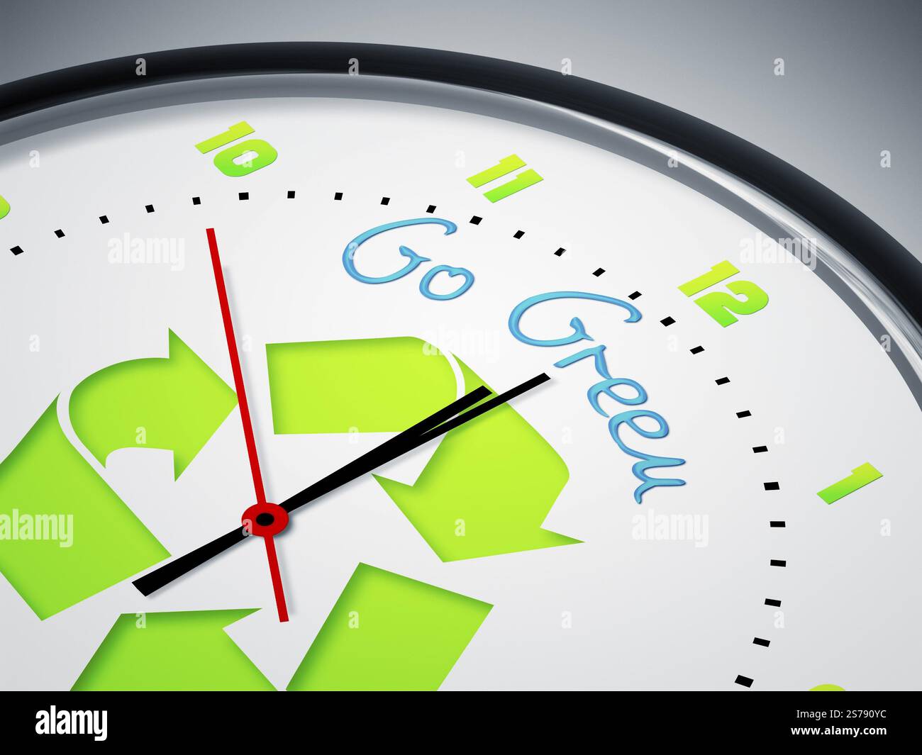 An image of a nice clock with Go Green Stock Photo - Alamy