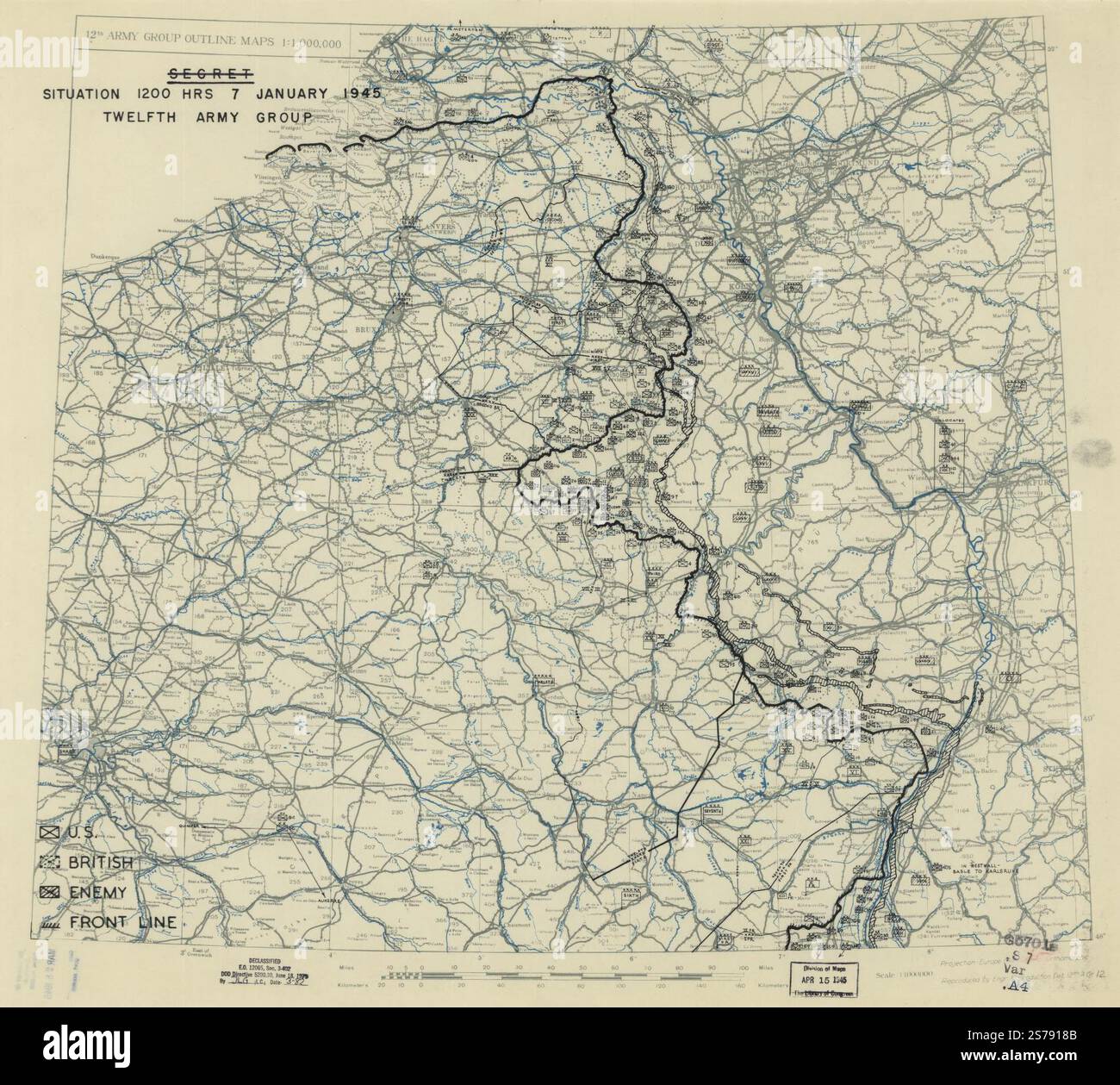 [January 7, 1945], HQ Twelfth Army Group situation map. 1945 by Allied ...