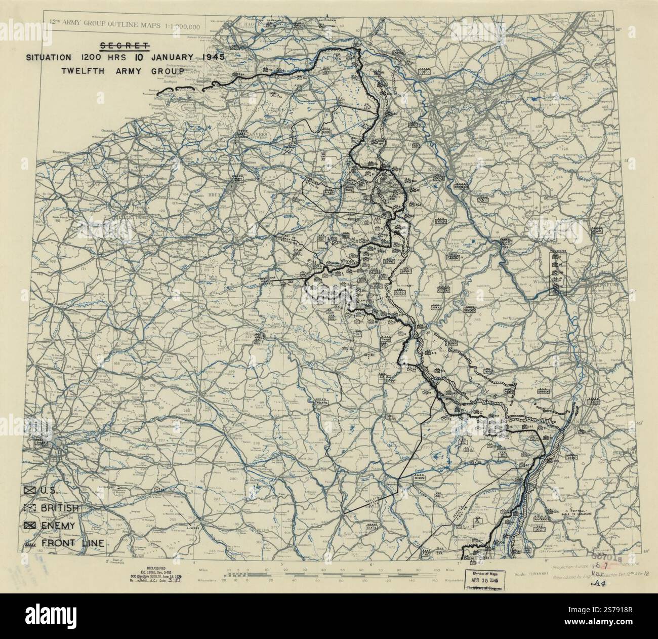 [January 10, 1945], HQ Twelfth Army Group situation map. 1945 by Allied ...