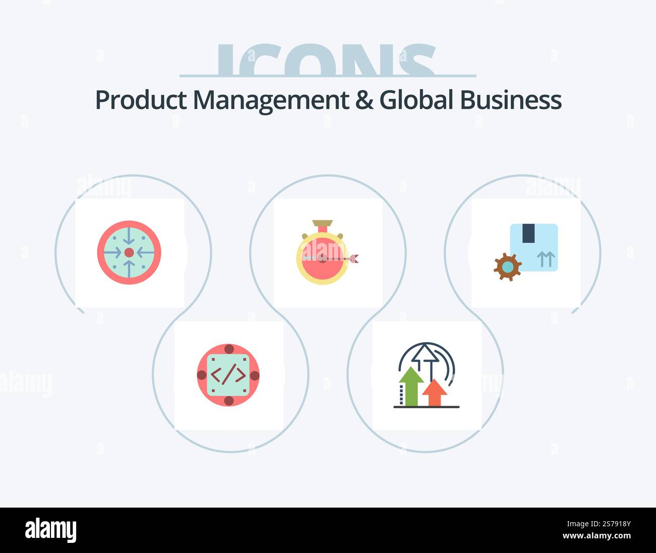 Product Managment And Global Business Flat Icon Pack 5 Icon Design ...