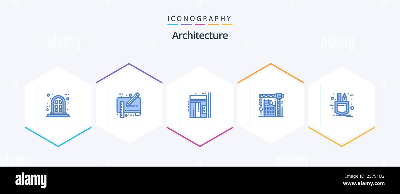 Architecture 25 Blue icon pack including machine. hook. elevator. crane ...