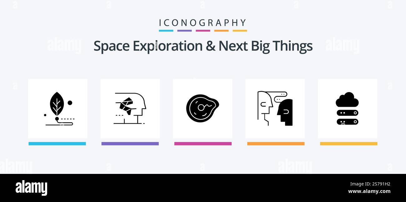 Space Exploration And Next Big Things Glyph 5 Icon Pack Including human ...