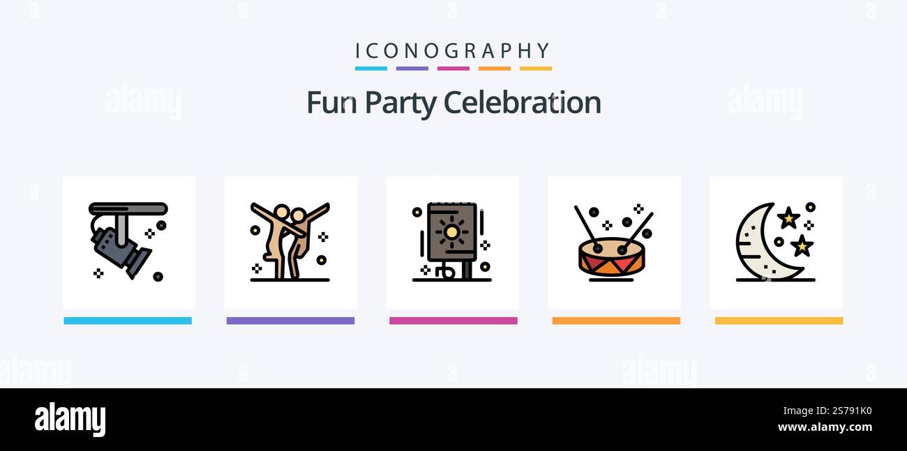 Party Line Filled 5 Icon Pack Including dinner. cafe. instruments ...