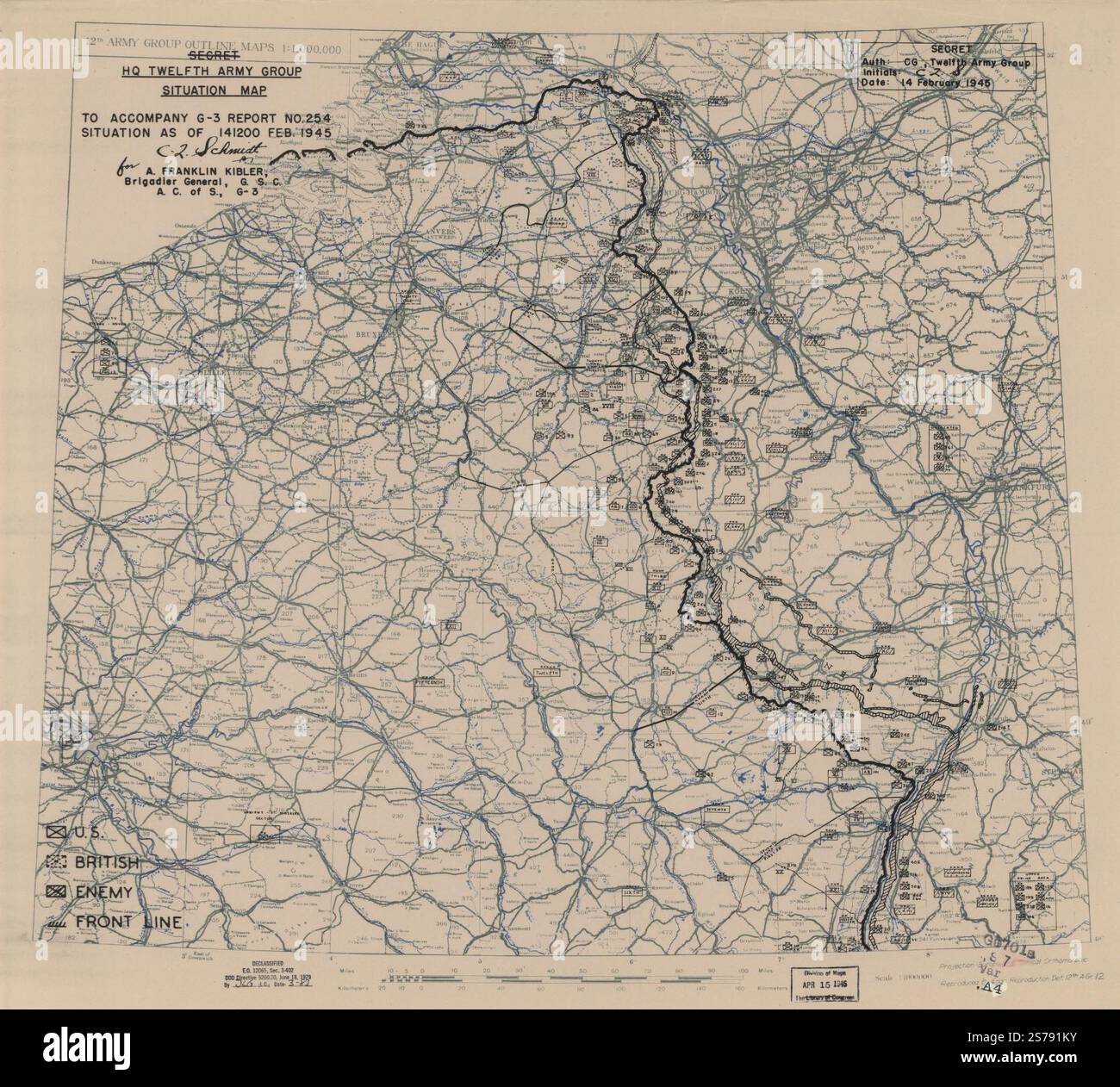 [February 14, 1945], HQ Twelfth Army Group situation map. 1945 by ...