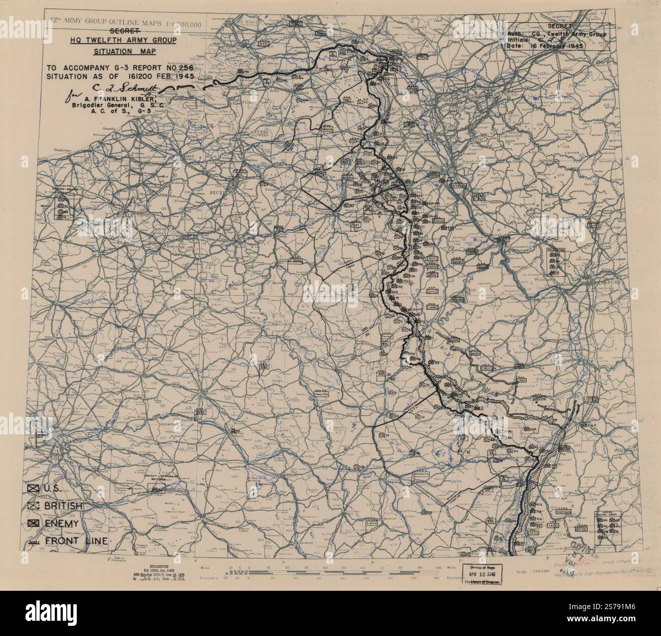 [February 16, 1945], HQ Twelfth Army Group situation map. 1945 by ...